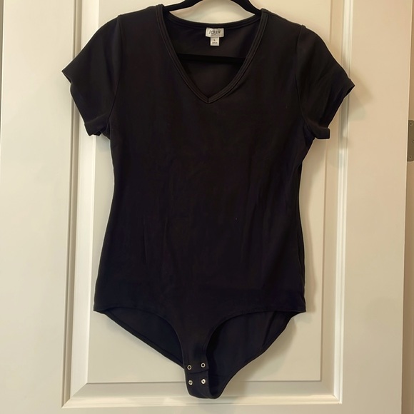 J. Crew Factory | Tops | J Crew Factory Black Cotton Body Suit With ...